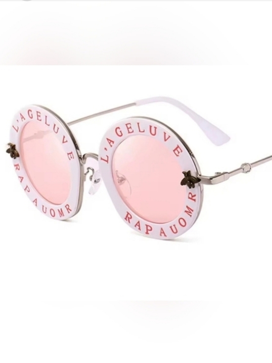 Accessories | Round Luxury Pink Tint With White Frames Bold Statement ...